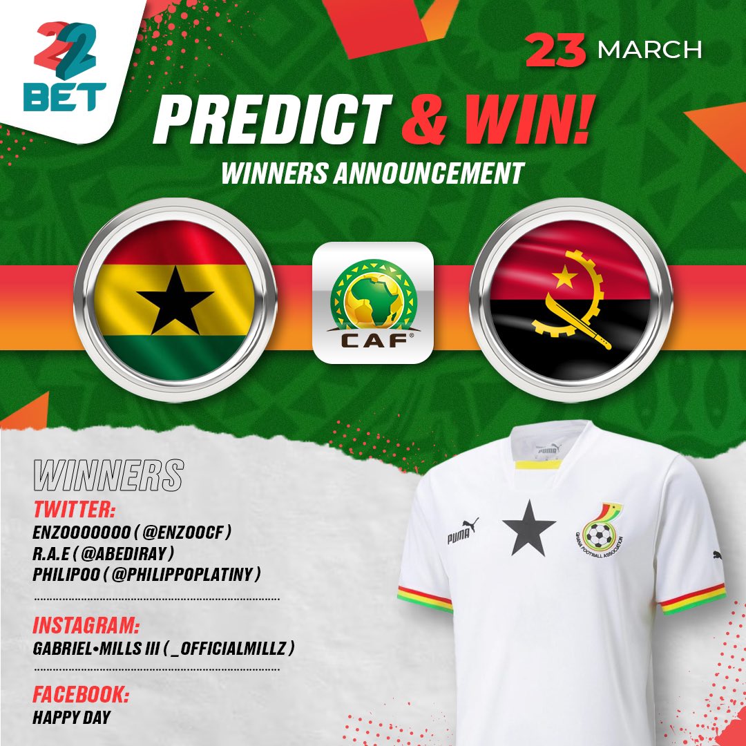 22BET_Ghana on Twitter: "Congratulations to our lucky giveaway winners! 🎉👏 Thank you to everyone ...