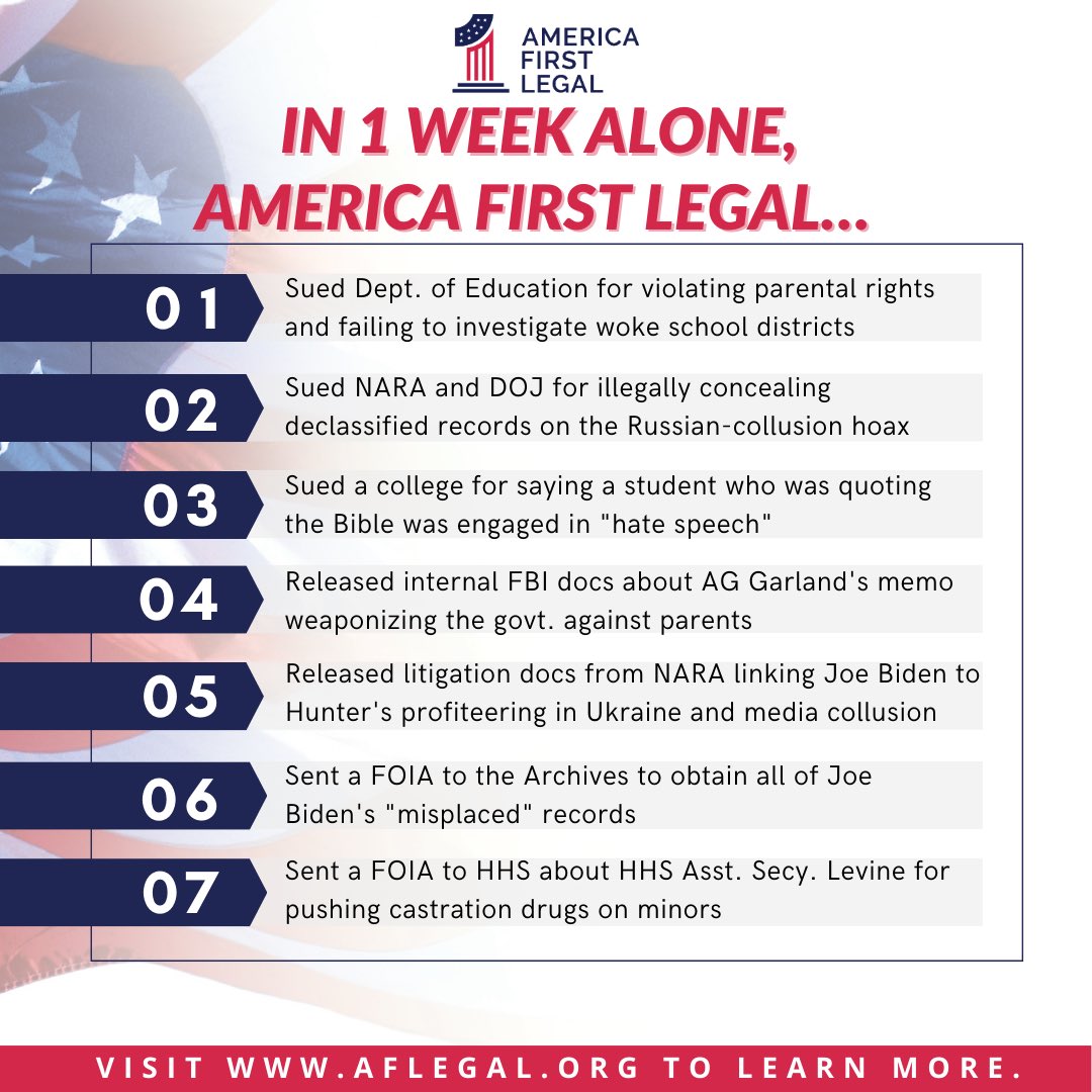 It’s been a busy week at America First Legal. This week alone, we ...