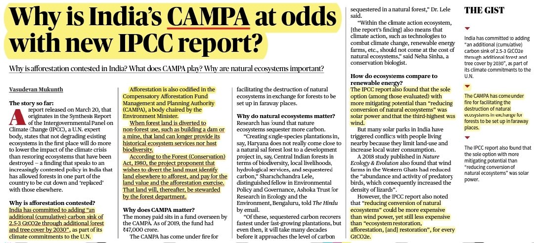 Upsc Civil Services Exam on Twitter: "Why is India's CAMPA at odds with new IPCC report Source ...