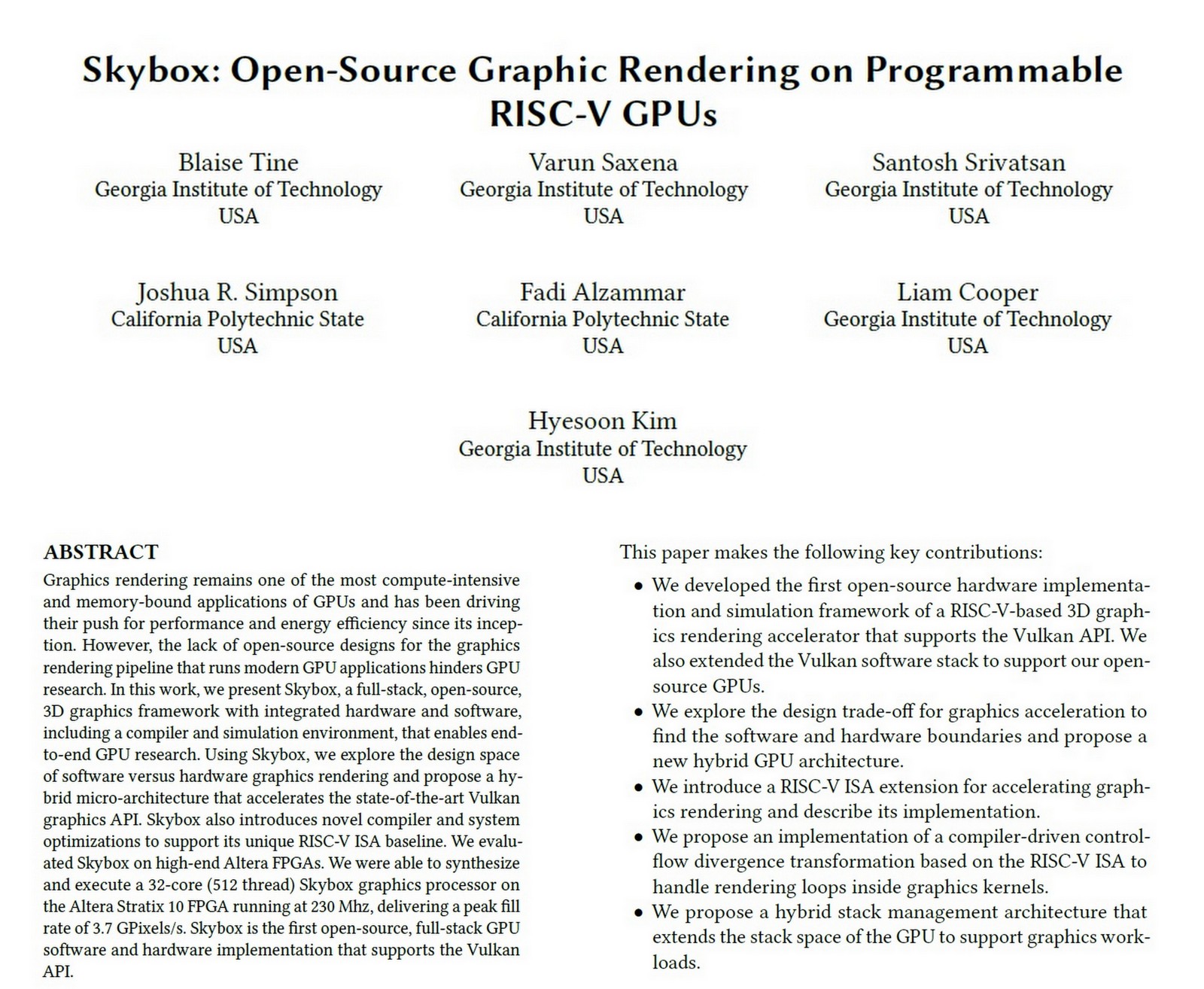 OGAWA, Tadashi on Twitter: "=> "Skybox: Open-Source Graphic Rendering on Programmable #RISCV ...
