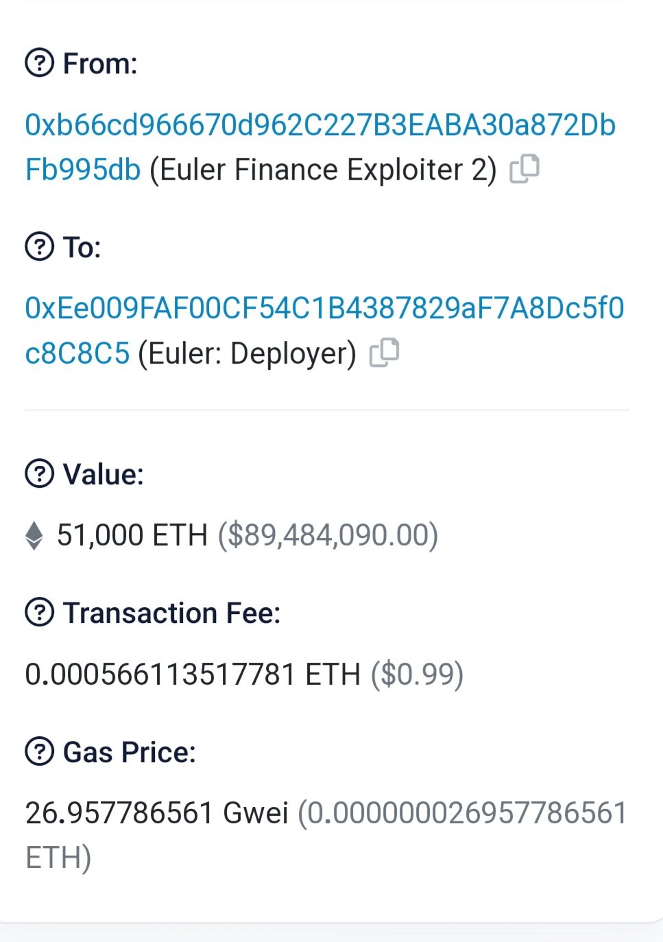 sudo rm -rf --no-preserve-root / on Twitter: "Euler Finance exploiter returned an additional 51k ...