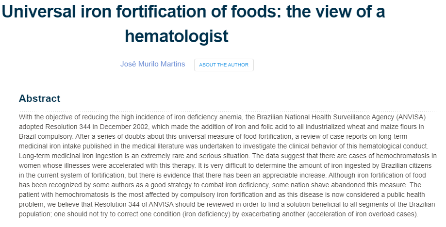 Iron fortification of foods is widespread and probably causes more harm ...