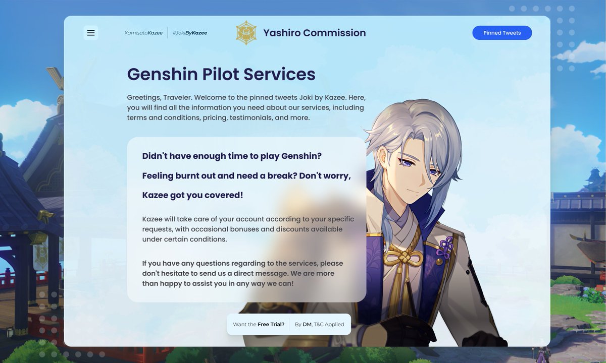 Kazee on Twitter: "Greetings, Traveler. Welcome to Kamisato Kazee Genshin Piloting Services ...