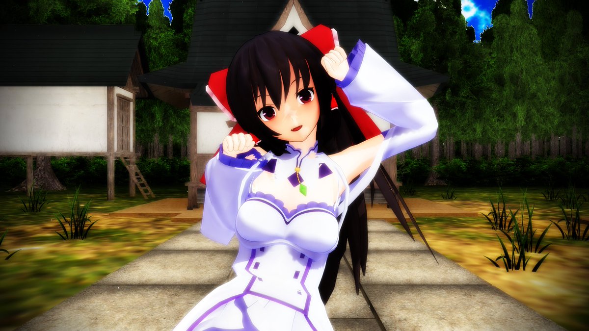 カズキ on Twitter: "#MMD投稿目指せ100 #東方MMD 38 コスプレ霊夢Byエミリア 衣装エミリア（すがきれもん様）"