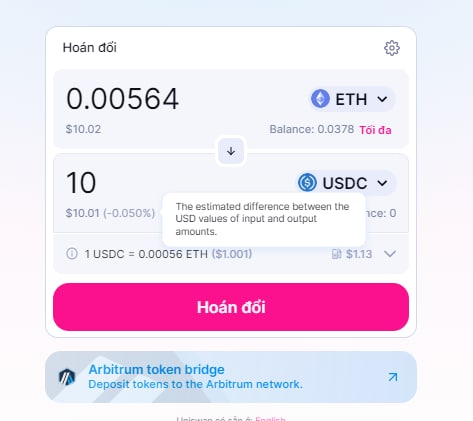 Trấn Thành on Twitter: "D. Transfer trên Stargate - Truy cập: https://app.uniswap.org/#/swap ...