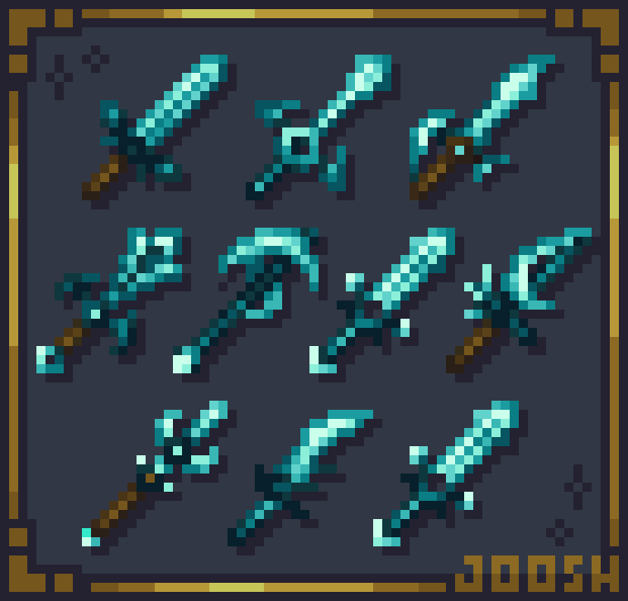 Minecraft Pixel Art Diamond Tools