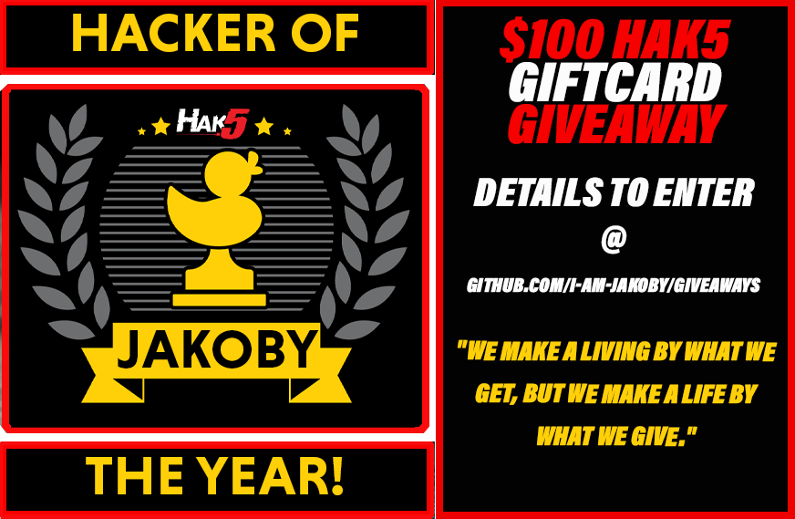 I_Am_Jakoby on Twitter: "I know this has been delayed but i still have 17/20 of my $100 hak5 ...