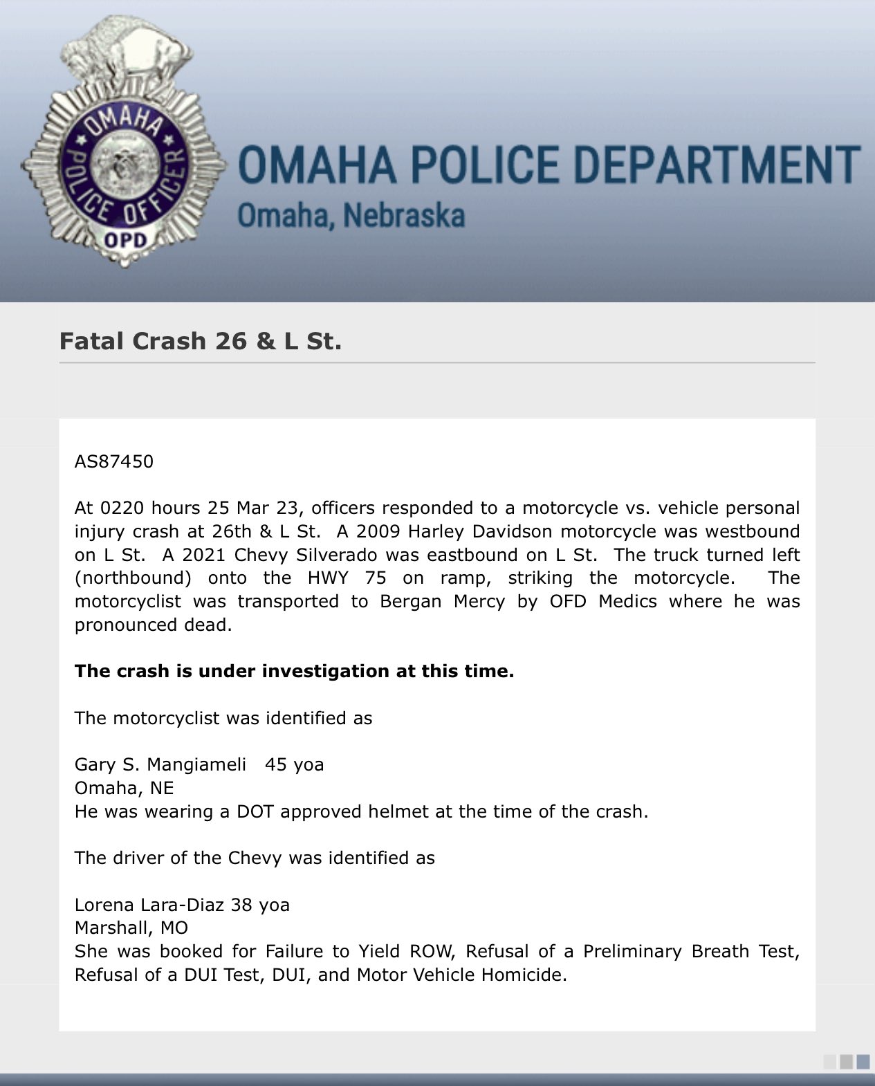 Omaha Scanner On Twitter Omahapolice Traffic Unit Release