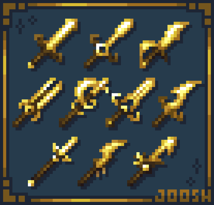 Minecraft Gold Sword Pixel Art