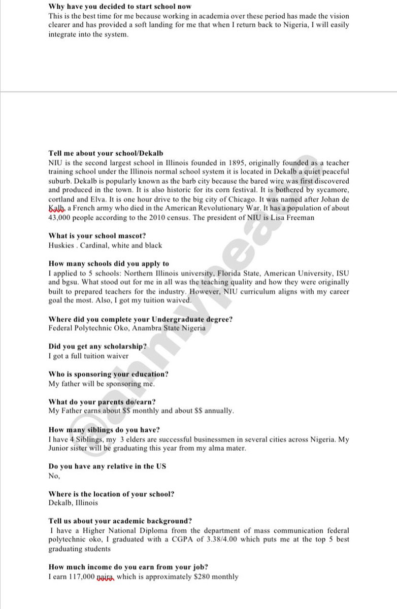 Hey! As promised About 50 Visa Interview questions NB: I was not ...