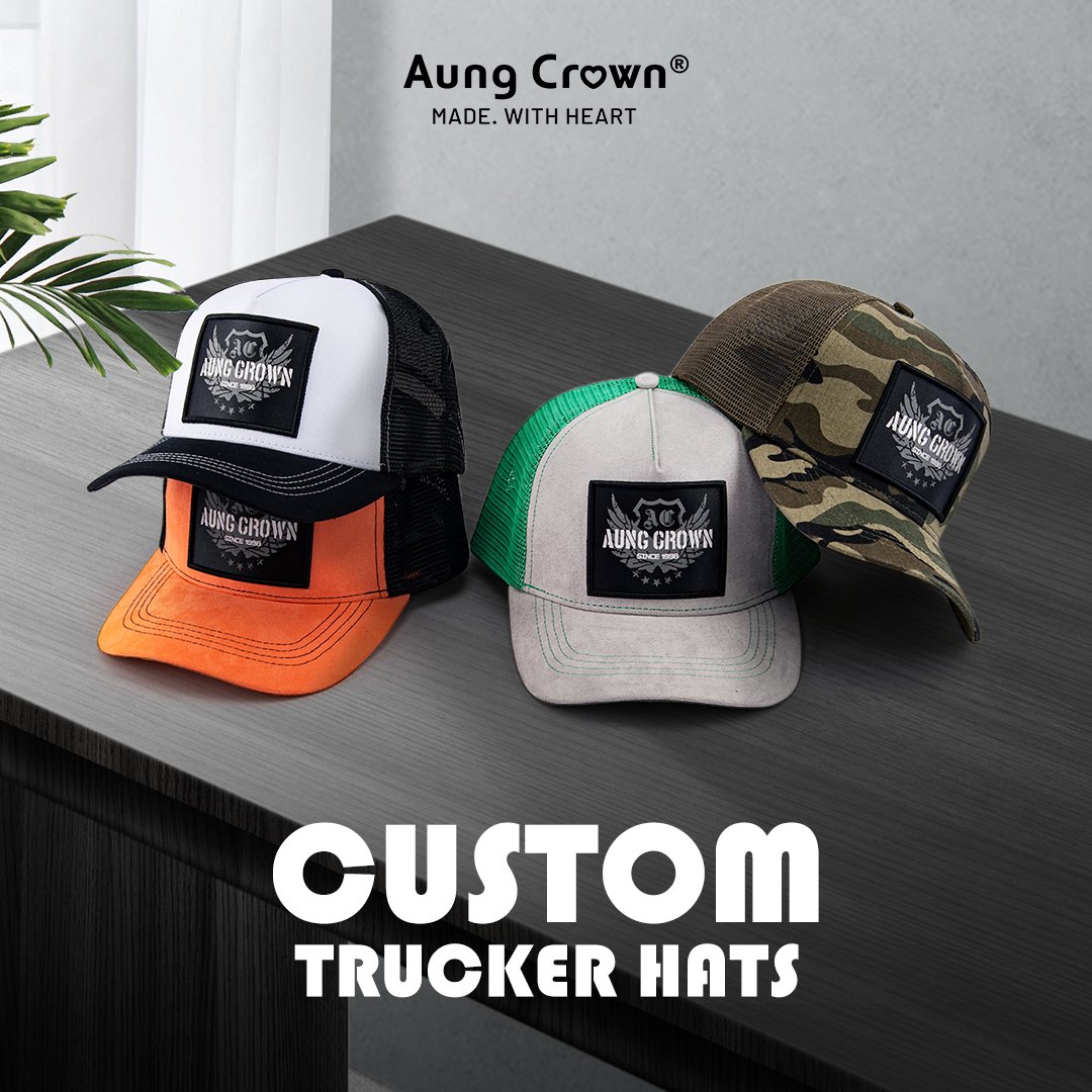 Aungcrown on Twitter: "Each trucker hat is handcrafted to your specific preferences and style ...