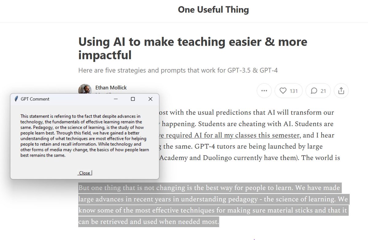 One cool thing about AI is that it lowers the friction of little ...