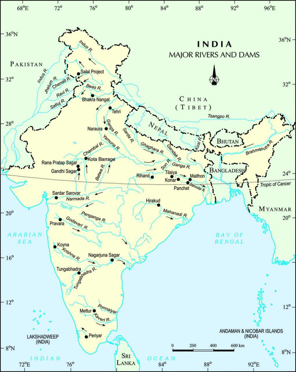 India Geographical Map Rivers