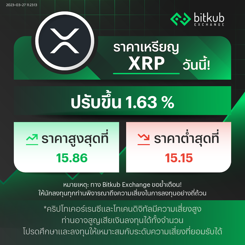 Bitkub.com on Twitter: "The Price of XRP at Bitkub Exchange rose 1.63 % recording a daily high ...