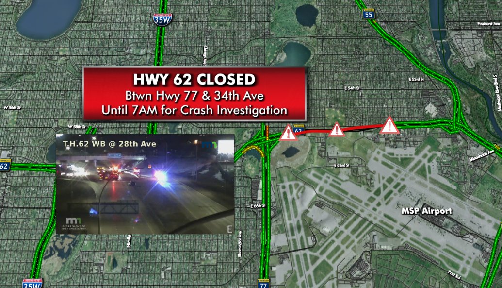 Kendall Mark on Twitter: "Minneapolis - Hwy 62 is closed between Hwy 77 & 34th Ave in both ...