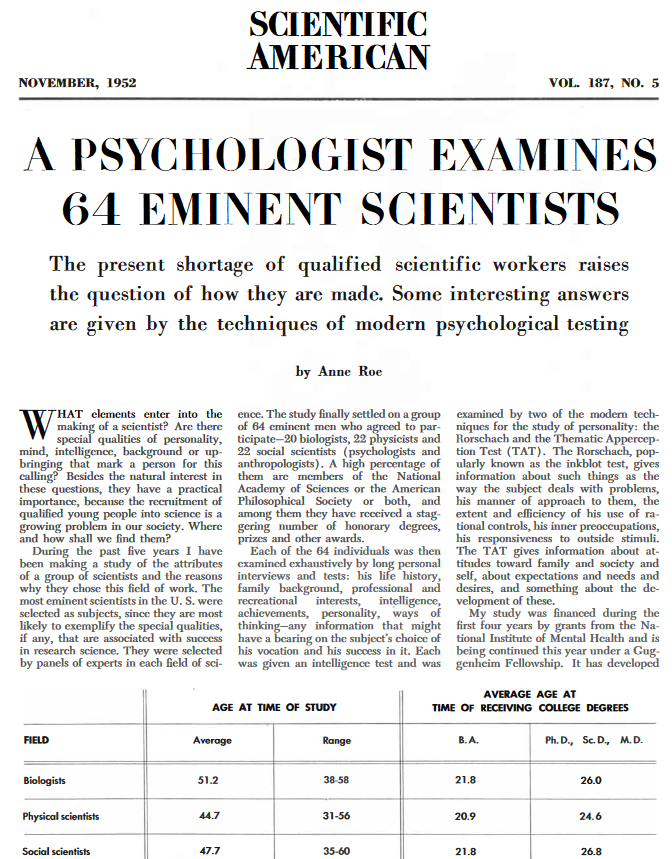 The Making of an Eminent Scientist Ann Roe did groundbreaking work over ...