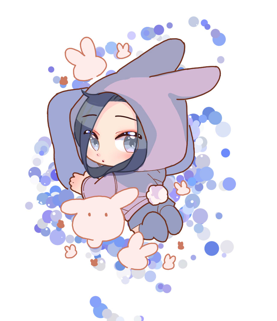 1boy male focus blonde hair hood rabbit chibi animal hood illustration ...