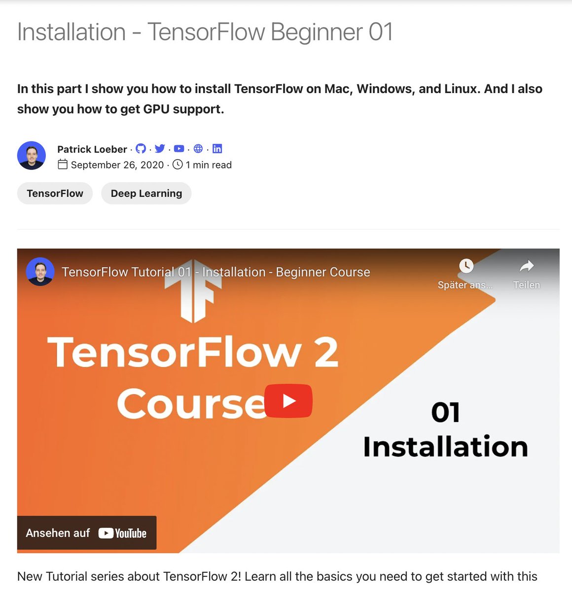 Patrick Loeber On Twitter Do You Know I Have A Free Tensorflow Course