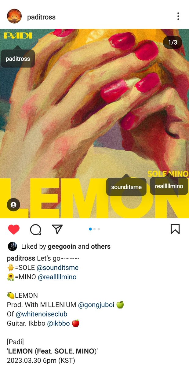 [‼️] Padi IG update promoting his upcoming single LEMON ft. MINO & Sole ...