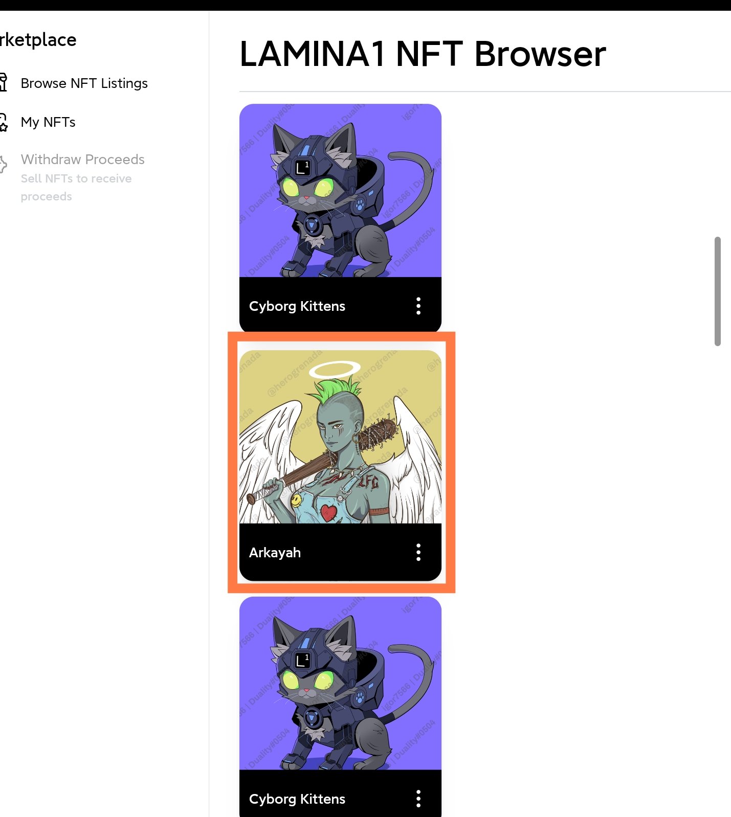〽️ᄃﾑt 📜 on Twitter: " Browser NFT Listing Select Random NFT from the list. O selected the second ...