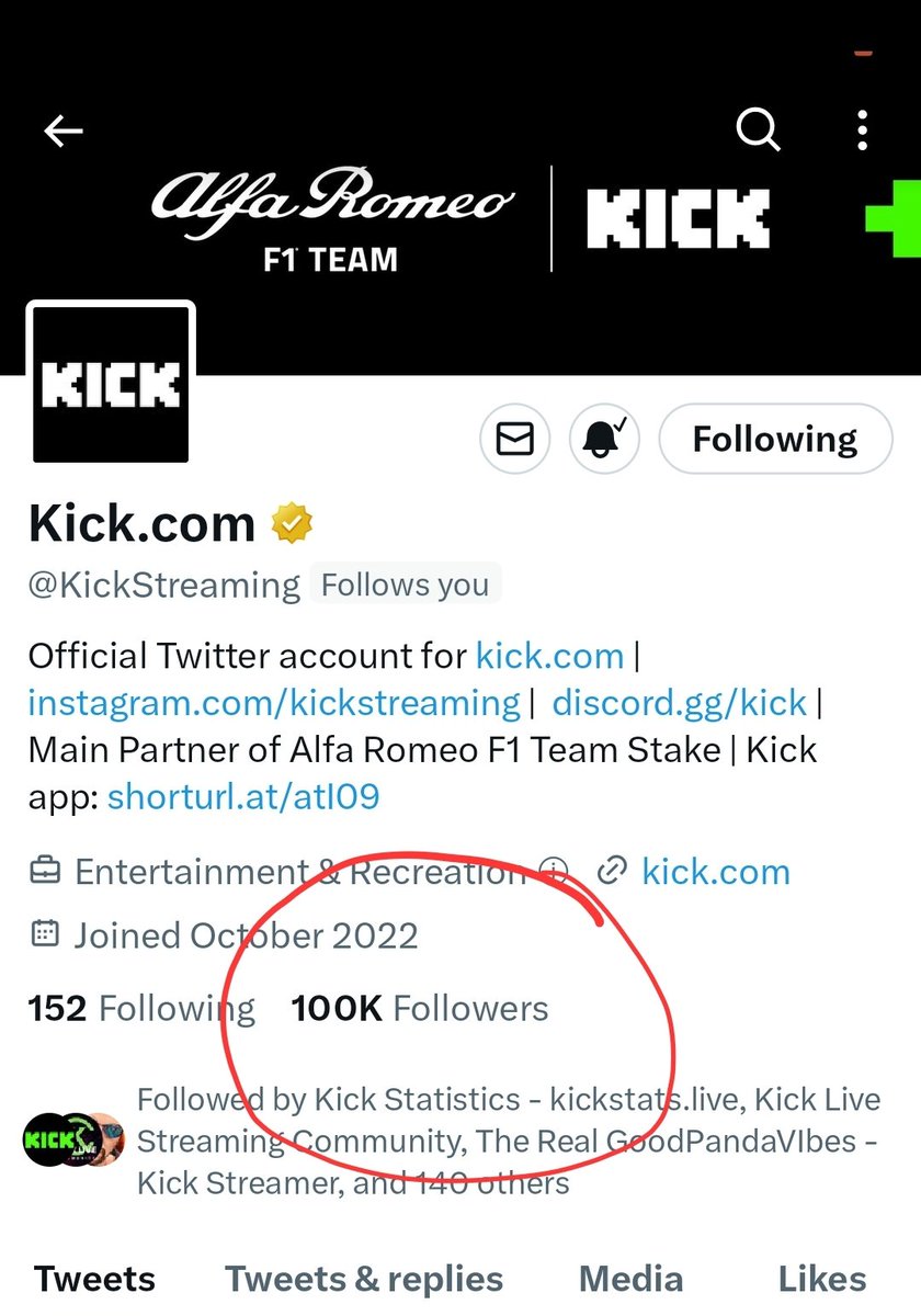 ActualJoker on Twitter: "LFG!!!! CONGRATS TO @KickStreaming for the 100k followers! Show some ...