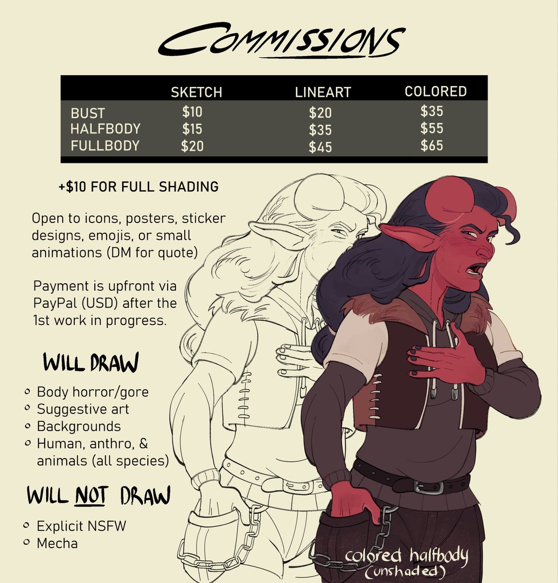 Cameron Collar on Twitter: "Updated my comm prices for 2023 🤭anyone interested can DM me here or ...