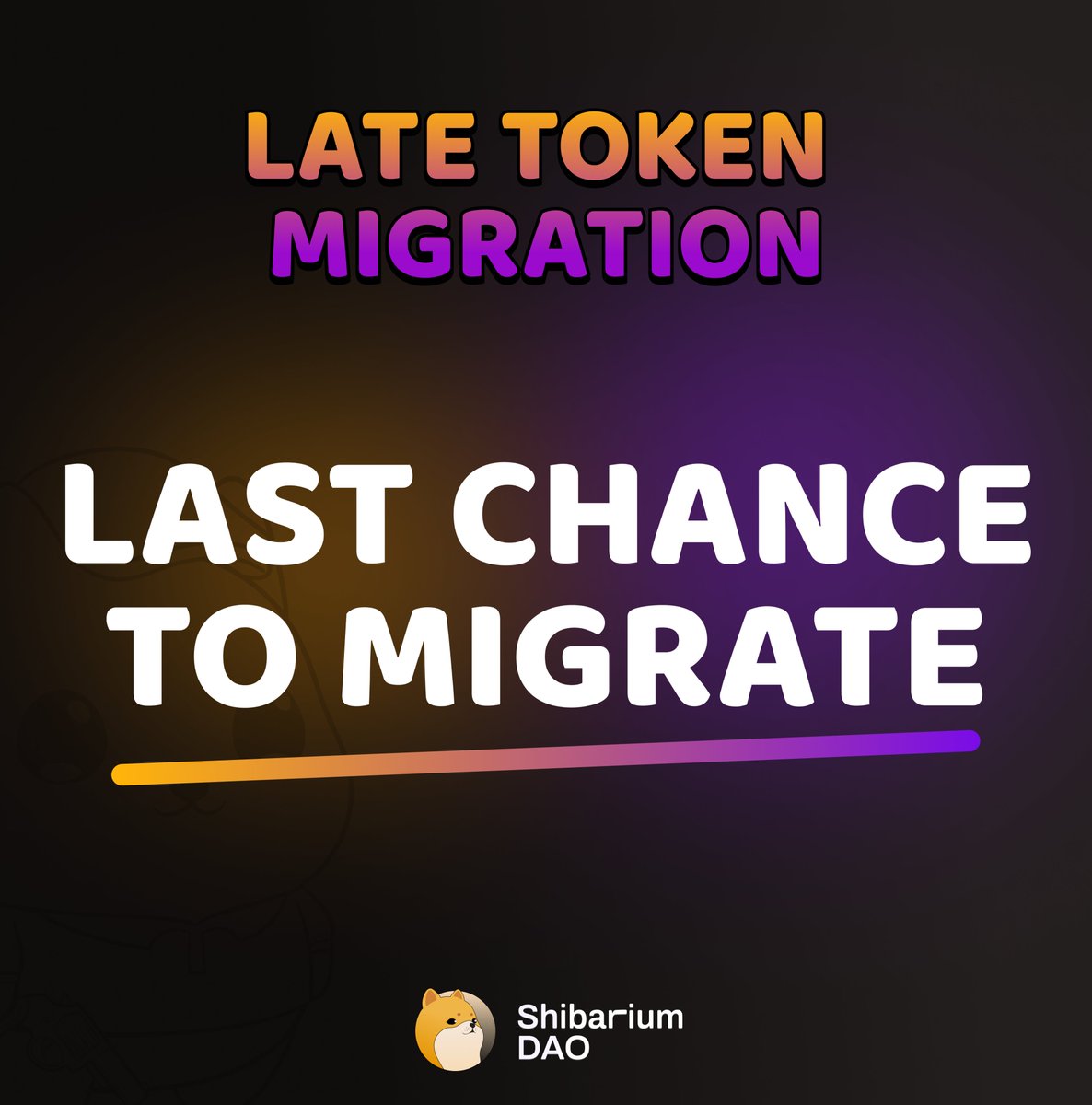 ShibDAO launching on #Arbitrum on Twitter: "LATE TOKEN MIGRATION STARTS NOW 🚨 This is the last ...