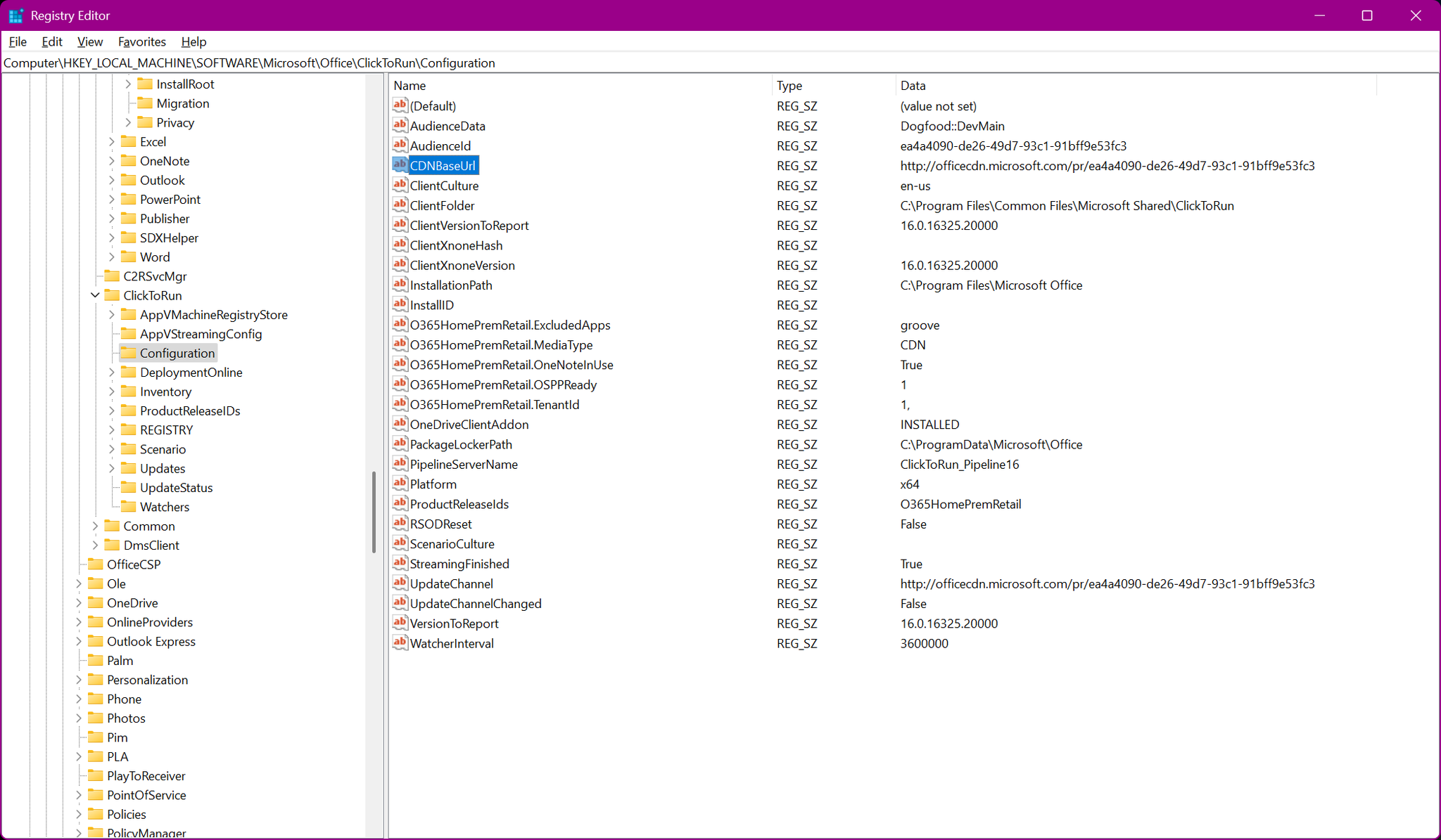 Xeno on Twitter: "@AlbertJelica @techosarusrex This is how my HKLM\SOFTWARE\Microsoft\Office ...