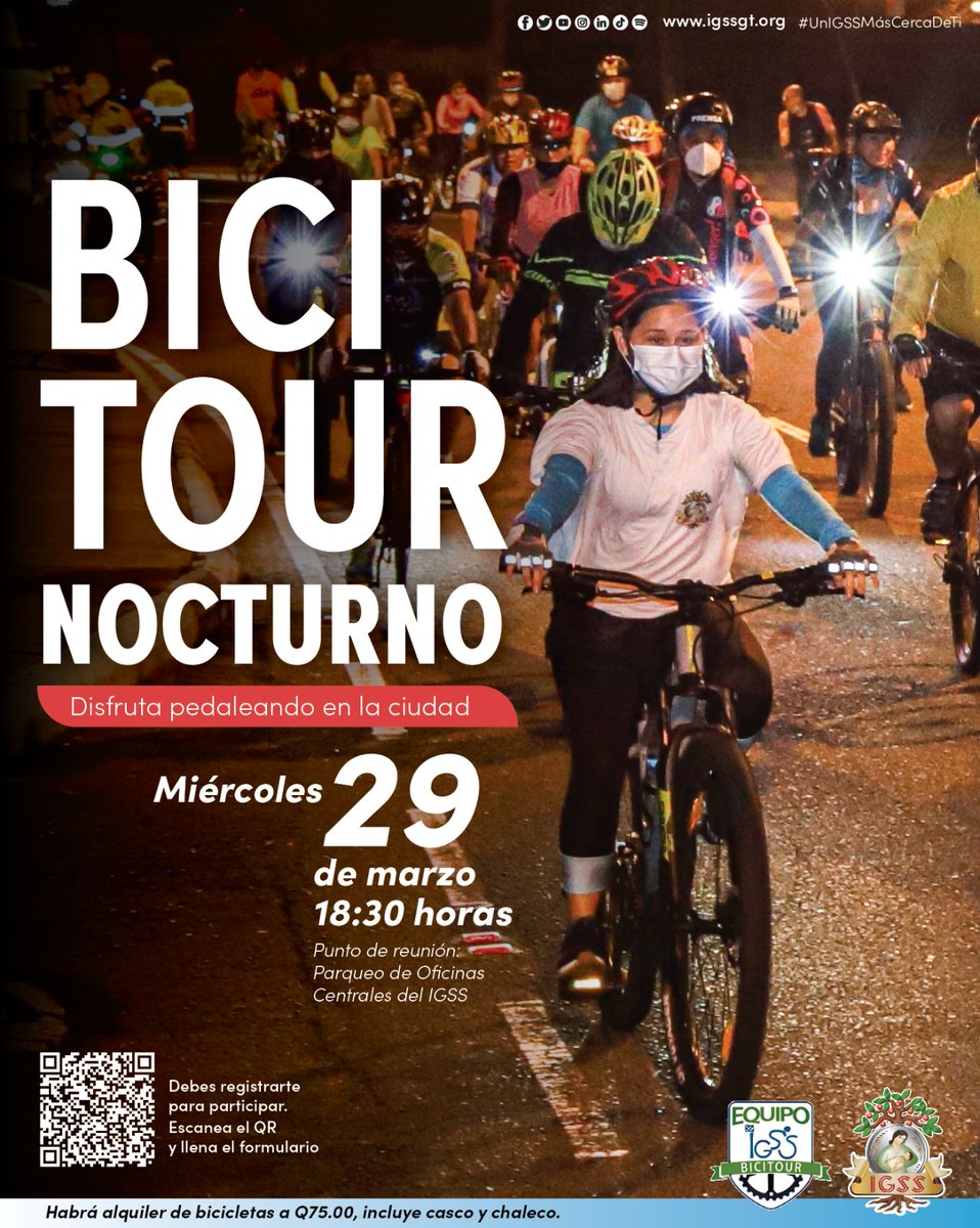 IGSS GT on Twitter: "#BicitourIGSS🚴‍♂️ | Participa en el Bicitour Nocturno. Invita a tu familia ...