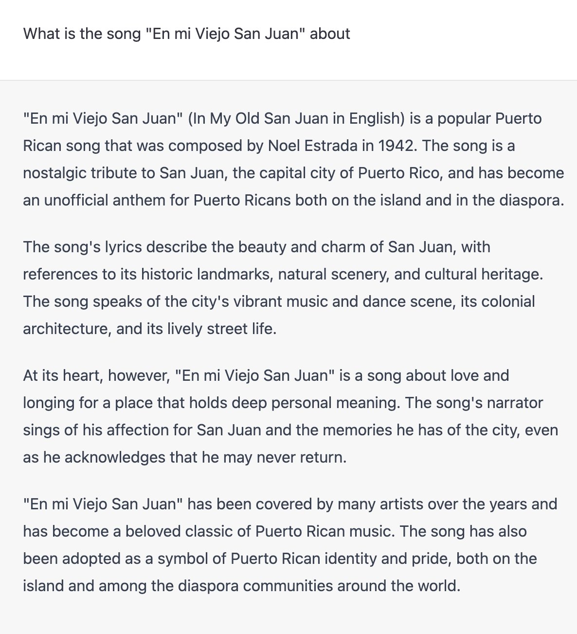 Puerto Rican Music Lyrics