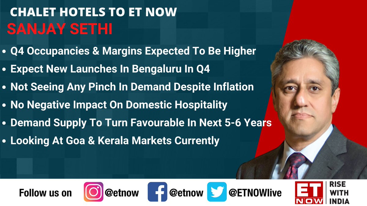 ET NOW on Twitter: ""Not seeing any pinch in demand despite Inflation," says Sanjay Sethi of ...