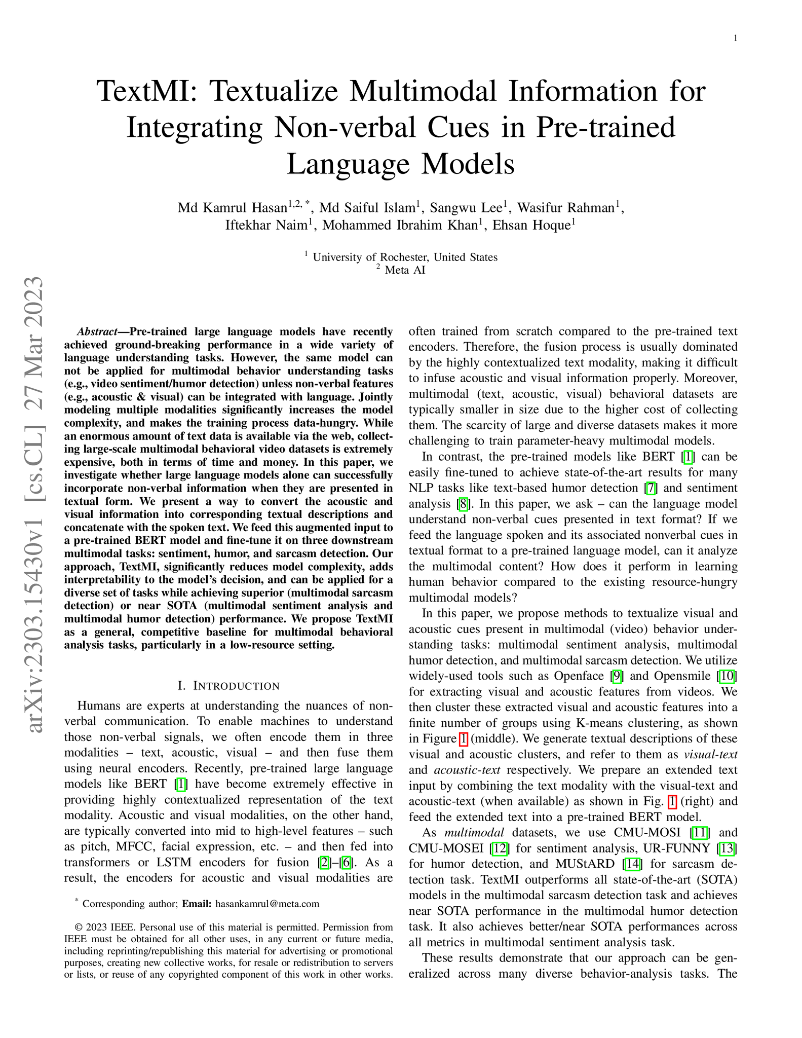 Semisance on Twitter: "TextMI: Textualize Multimodal Information for Integrating Non-verbal Cues ...