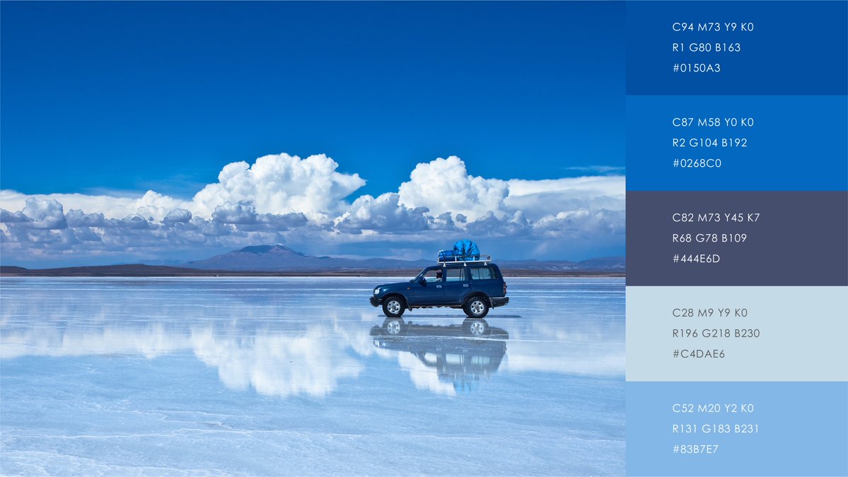 ingectar-e design on Twitter: "【爽やかな青系の5色配色】 海や川などの写真から5色抽出して 配色を作ってみました🌏 広大な自然をイメージする青系の配色は 気持ち ...