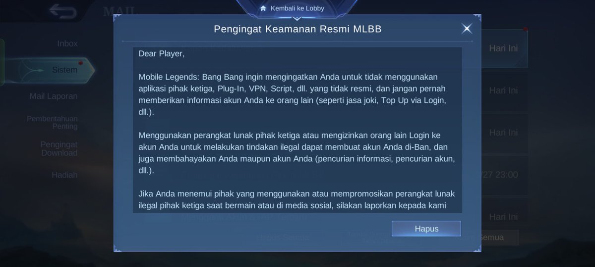 MLBB Menfess on Twitter: "ml! guys wta yang dapet email kaya gini masi aman kan akunnya?"