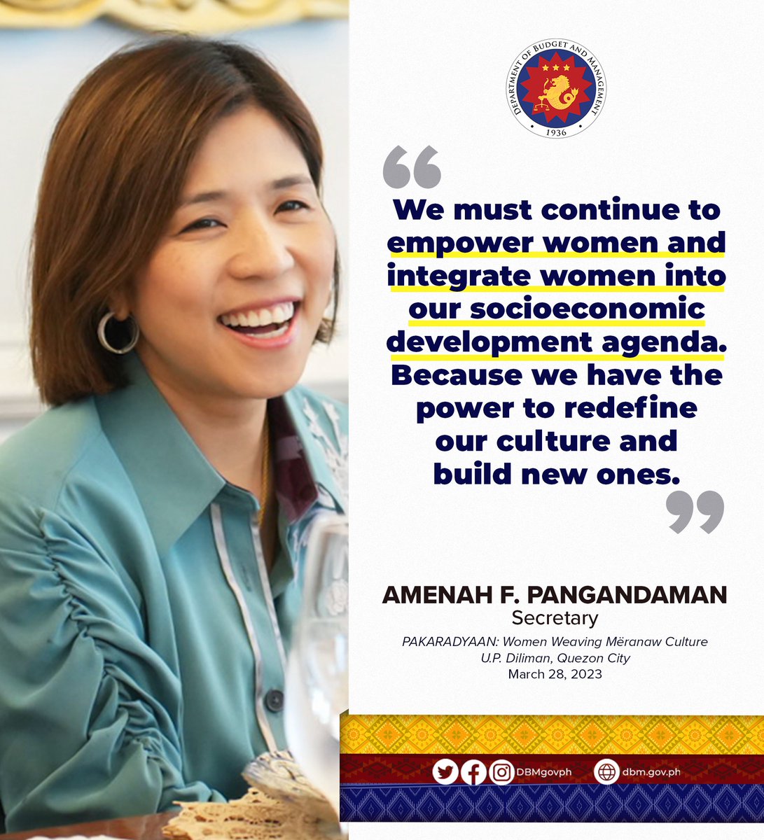 Dbm Philippines On Twitter Secretary Amenah F Pangandaman The First