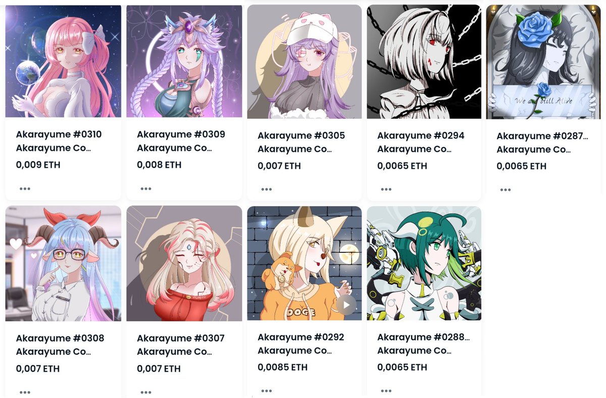 Waifu.ETH on Twitter: "RT @akarayume: GN everyone🌸 Akarayume Primary Market Batch 5 °310 Items ...