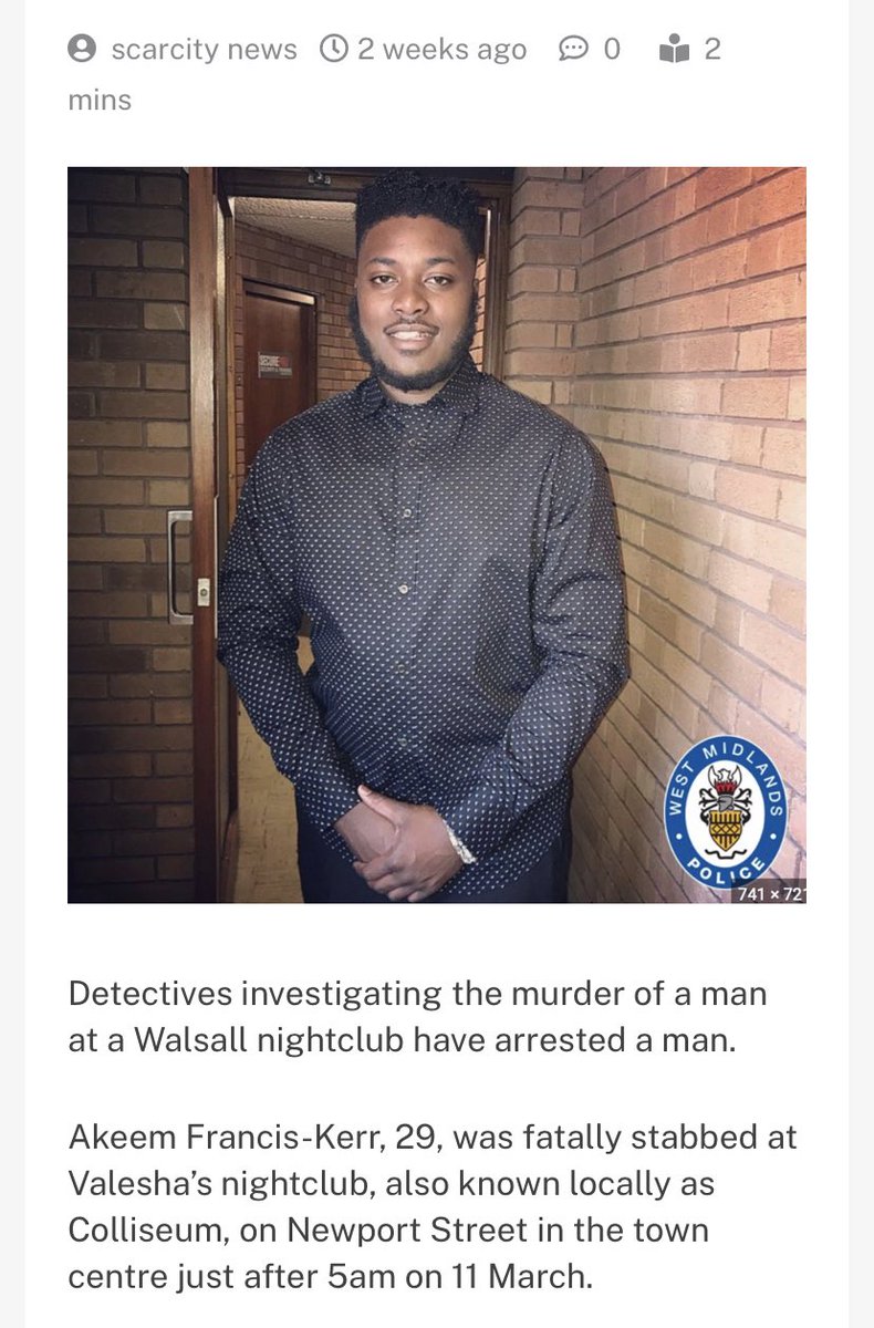 Scarcity News on Twitter: "The most recent club related murder was Akeem Kerr in Walsall on 11.3 ...