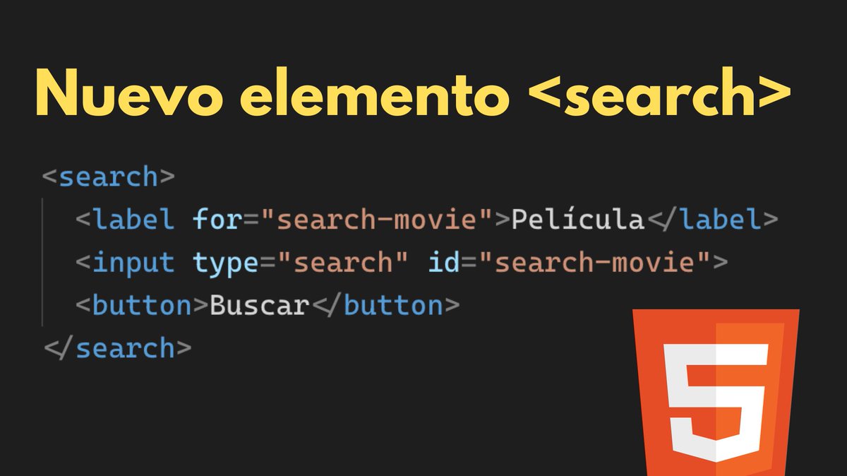 Miguel Ángel Durán on Twitter: "¡Nuevo elemento HTML! → search Representa una sección que ...
