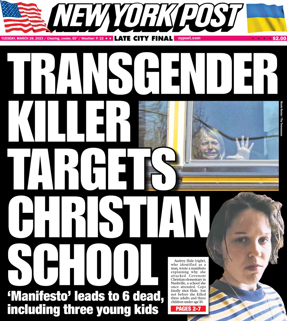 New York Post on Twitter: "Today's cover: Nashville school shooter Audrey Hale identified as ...