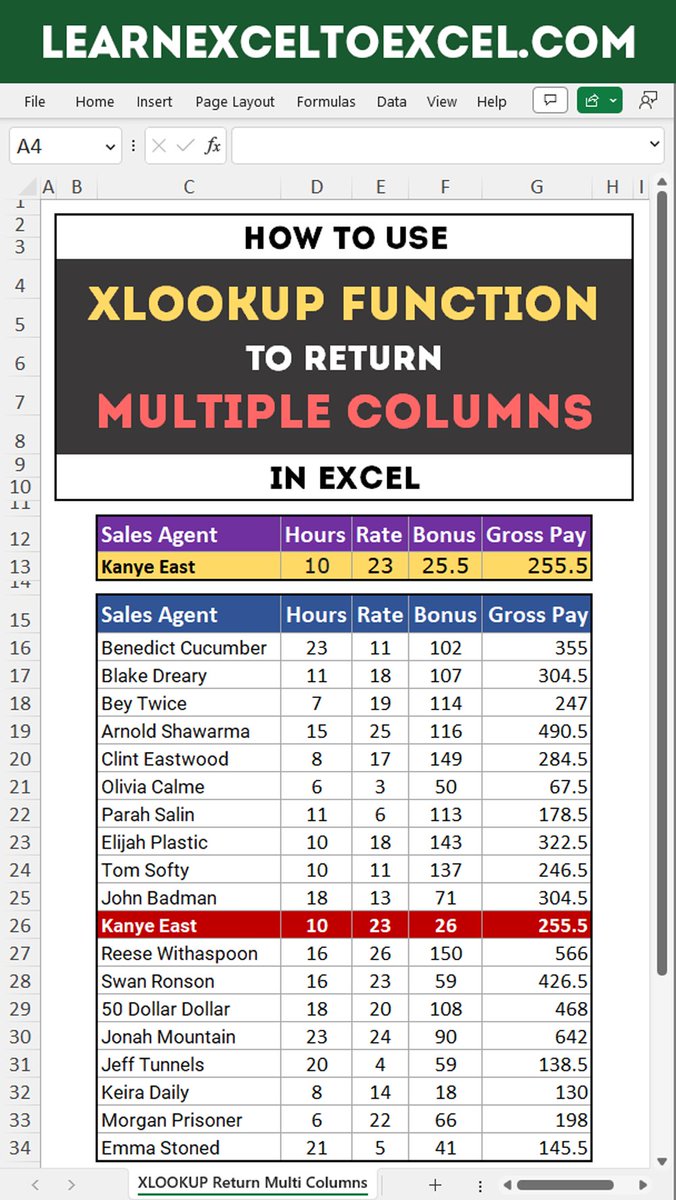 Learn Excel To Excel On Twitter Xlookup To Return Multiple Columns At Once How To Watch