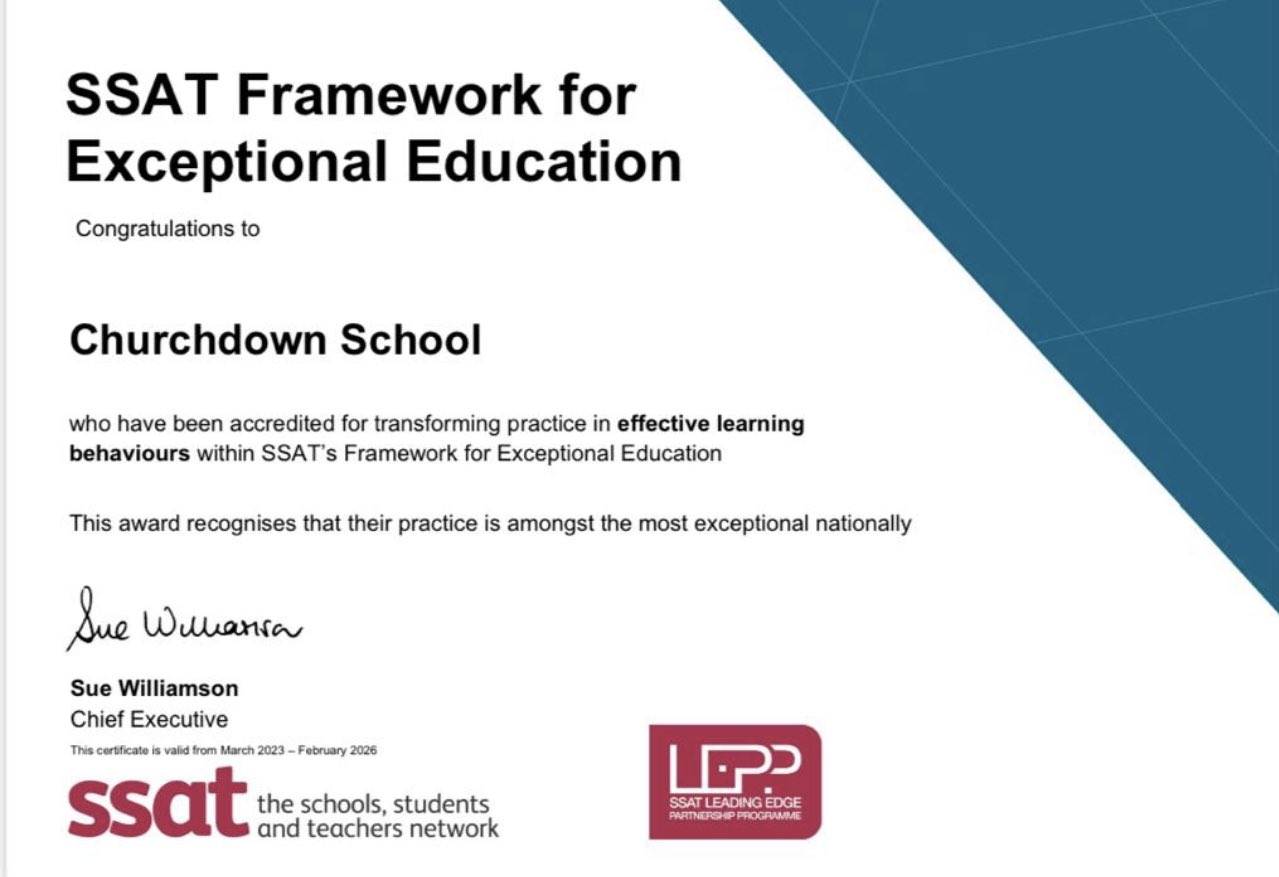 Churchdown School on Twitter: "Some excellent news - we have been recognised for our Exceptional ...