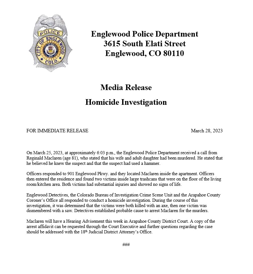 Englewood Police Department on Twitter: "Media Release Homicide ...