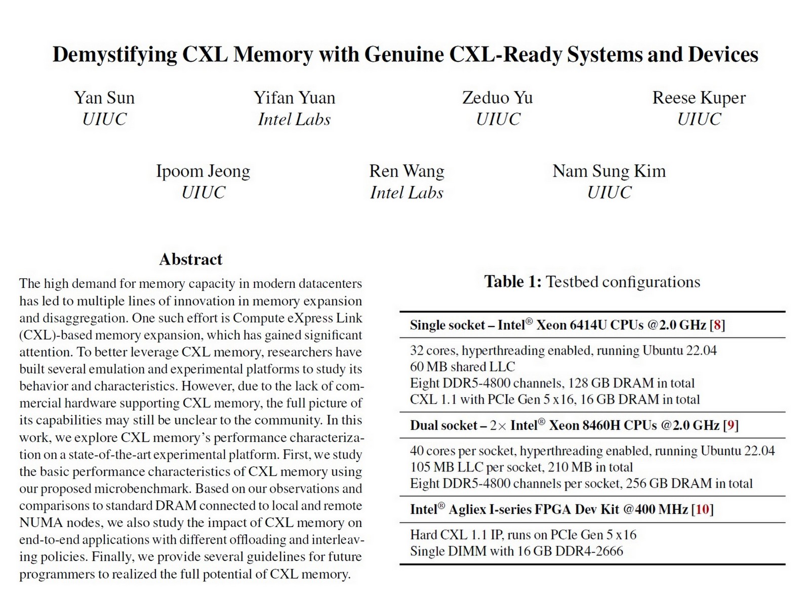 OGAWA, Tadashi on Twitter: "=> "Demystifying CXL Memory with Genuine CXL-Ready Systems and ...