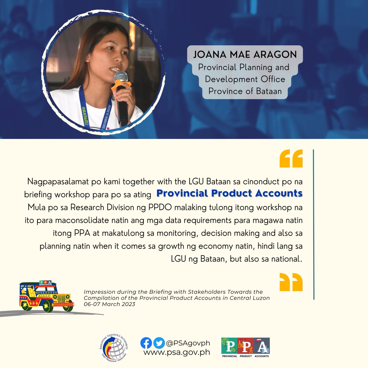 Philippine Statistics Authority on Twitter: "Impression from Ms. Joana Mae Aragon of PPDO ...