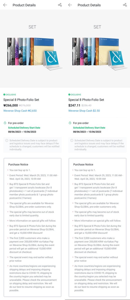 BTS Merch⁷ on Twitter: "Weverse Shop Global Special 8 Photo-Folio Set 1. Buy Set and get 1 ...