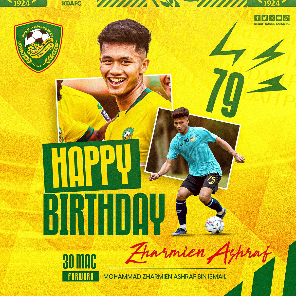 KEDAH DARUL AMAN FC on Twitter: "Selamat Ulangtahun Kelahiran Zharmien Ashraf! Semoga terus ...