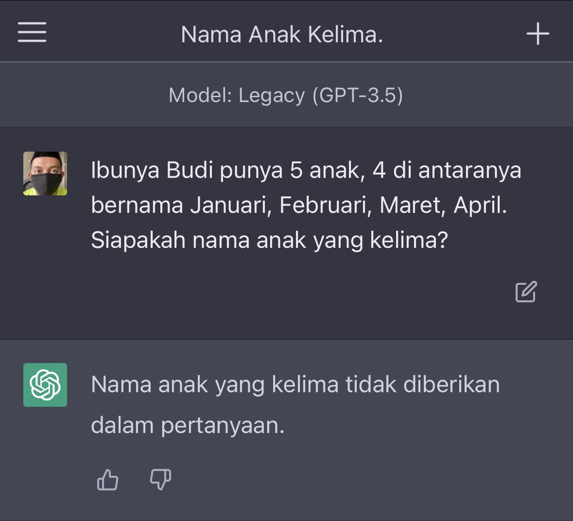 Ainun Najib on Twitter: "GPT-4 vs GPT-3.5 Legacy