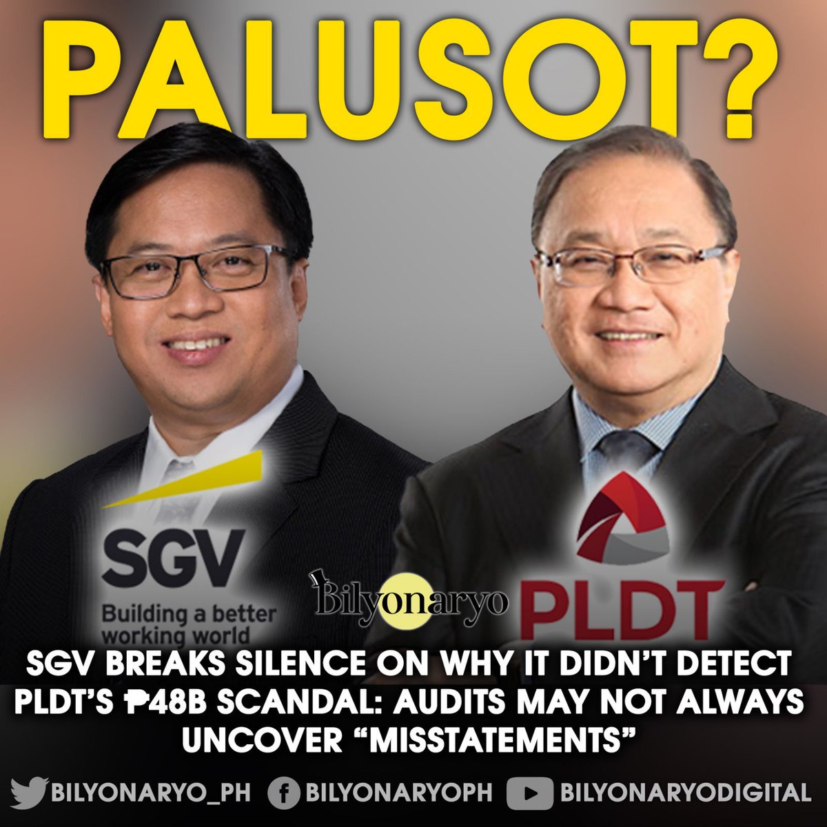 Bilyonaryo on Twitter: "SGV& Co., chaired by Finex president Wilson P. Tan, has disavowed any ...