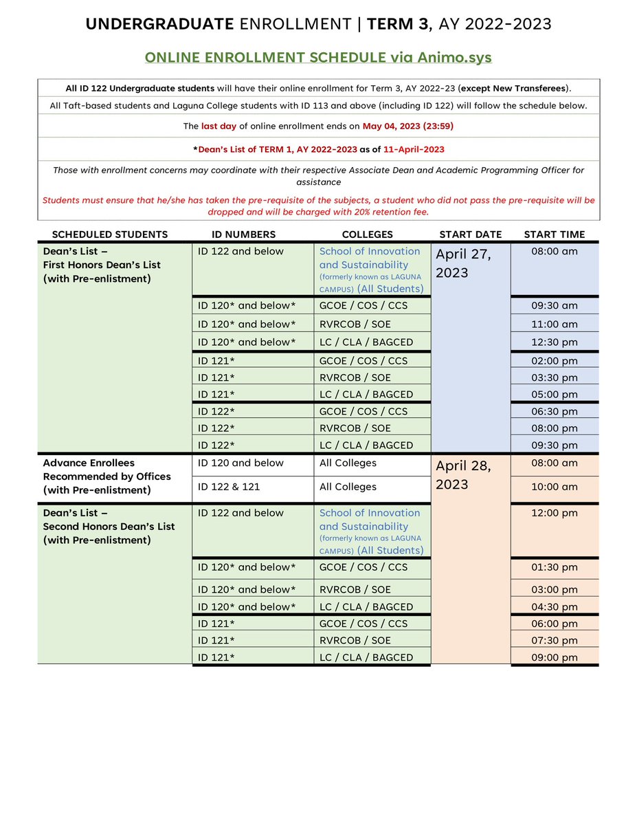The LaSallian on Twitter: "JUST IN: Online enrollment for Term 3 of AY 2022-2023 is scheduled ...