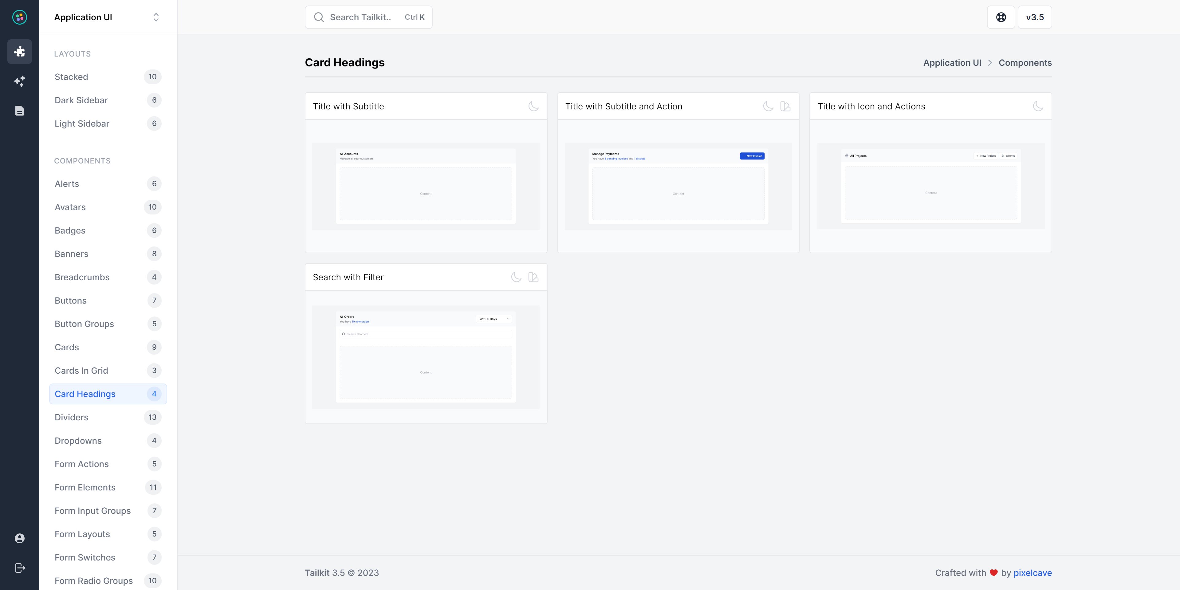 pixelcave on Twitter: "All Card UI components were updated with with dark mode support and ...